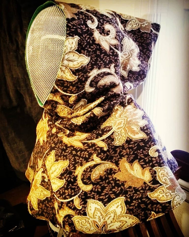 Hood / fencing mask hood cover - reversible - black & brown / green ...