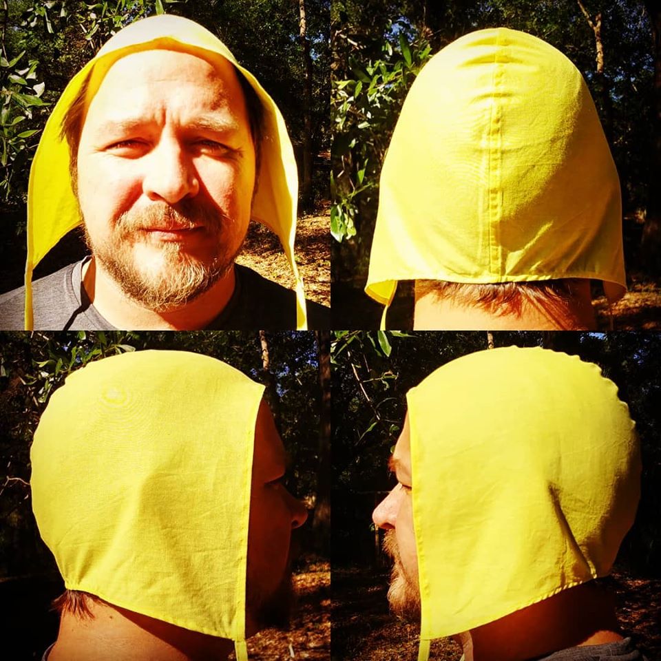 XLarge cotton coif/arming cap - yellow - unprinted - Racaire's Workshop