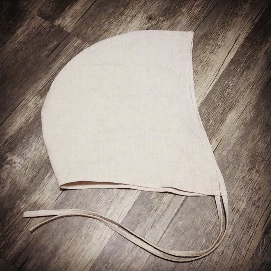 Large linen coif/arming cap - natural - unprinted - Racaire's Workshop