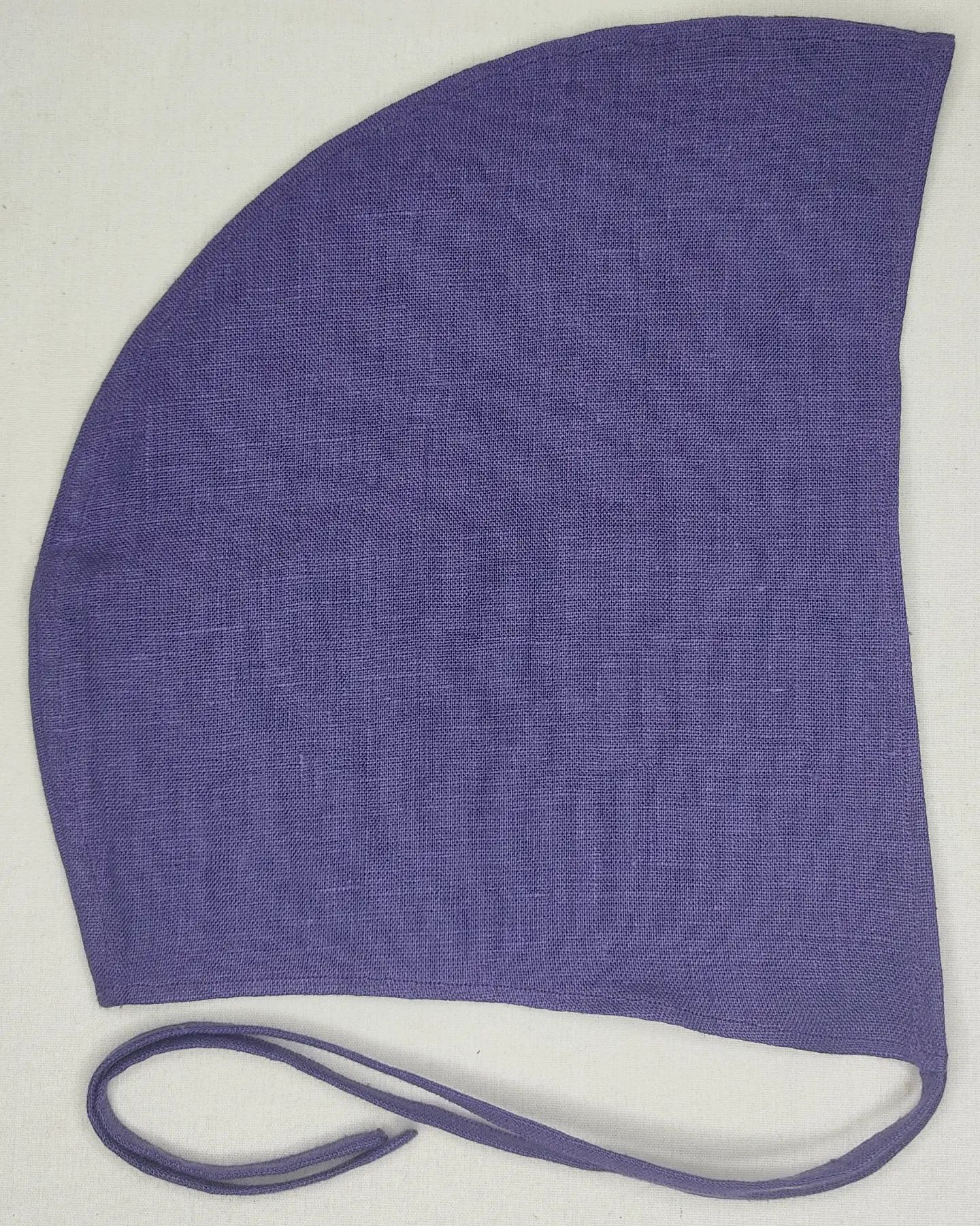 Large linen coif/arming cap - purple - unprinted - Racaire's Workshop
